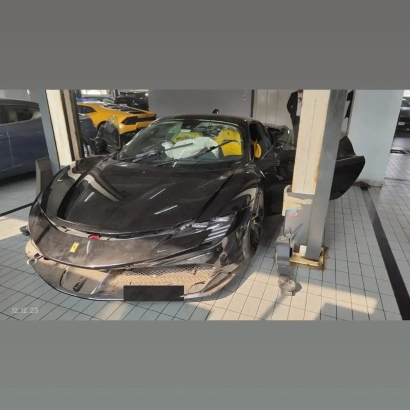 Flood affected Ferrari SF90 Stradale up for auction at INR 4.50 crore ...