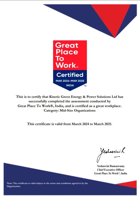 Kinetic Green Achieves 'Great Place to Work' Certification, Becoming a ...